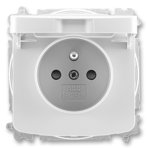 ABB TANGO 5519A-A02397 S JEDNOZÁSUVKA, VÍČKO, CLONKY,BEZŠROUBOVÁ, ŠEDÁ ...