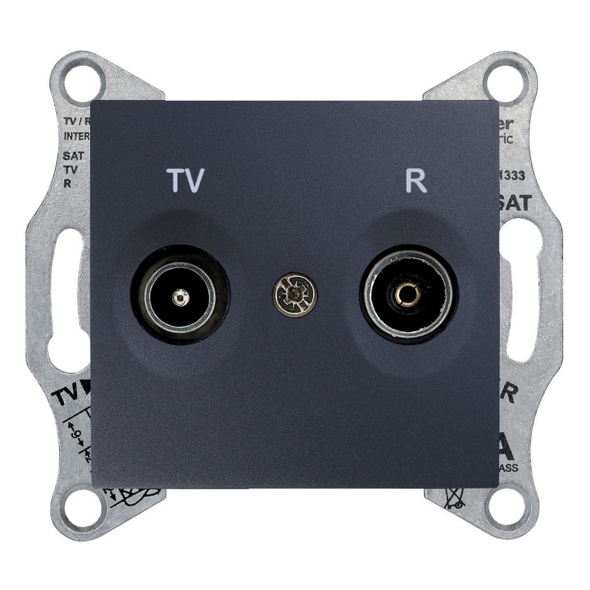 SCHN SEDNA ZÁSUVKA TV+R PRŮB. 4DB GRAPHITE SDN3301870 | ELKOV elektro a.s.